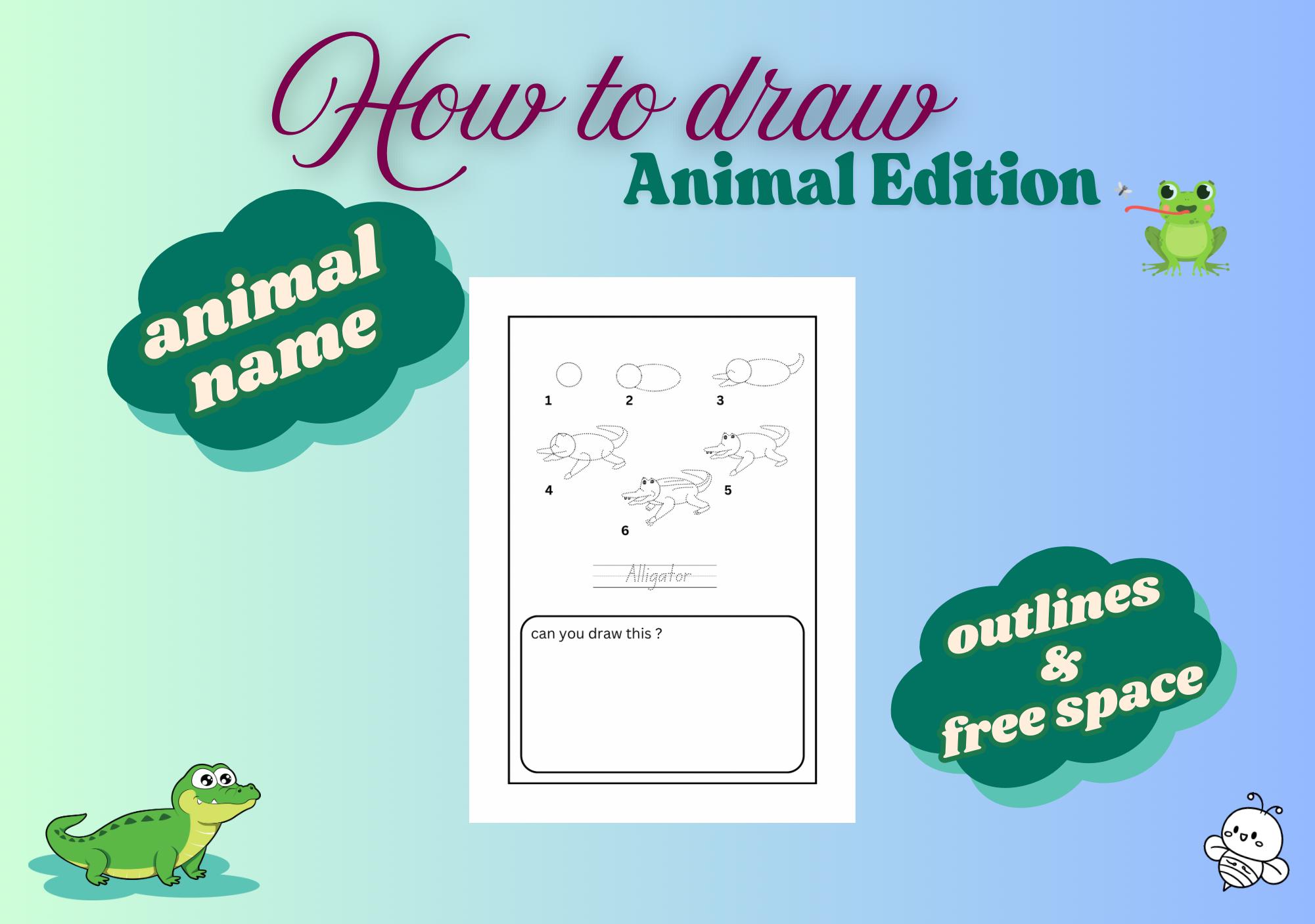 How to Draw; Start With a Circle Digital 60 Pages (A-Z) Animals ...