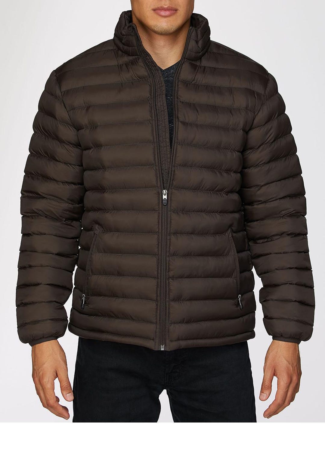 Men's Nylon Quilted Puffer Jacket -nj640-brown - Etsy