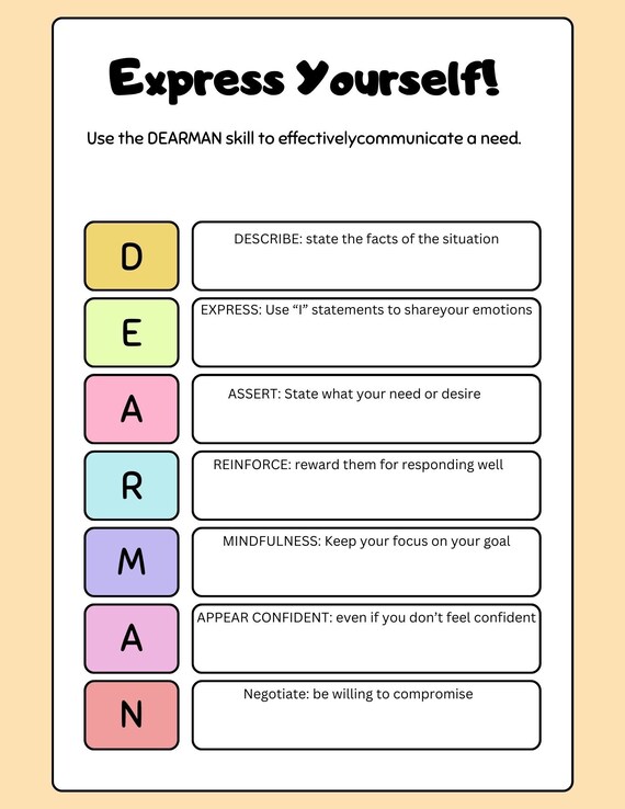 Effective Communication Worksheet DEARMAN Assertive Communication