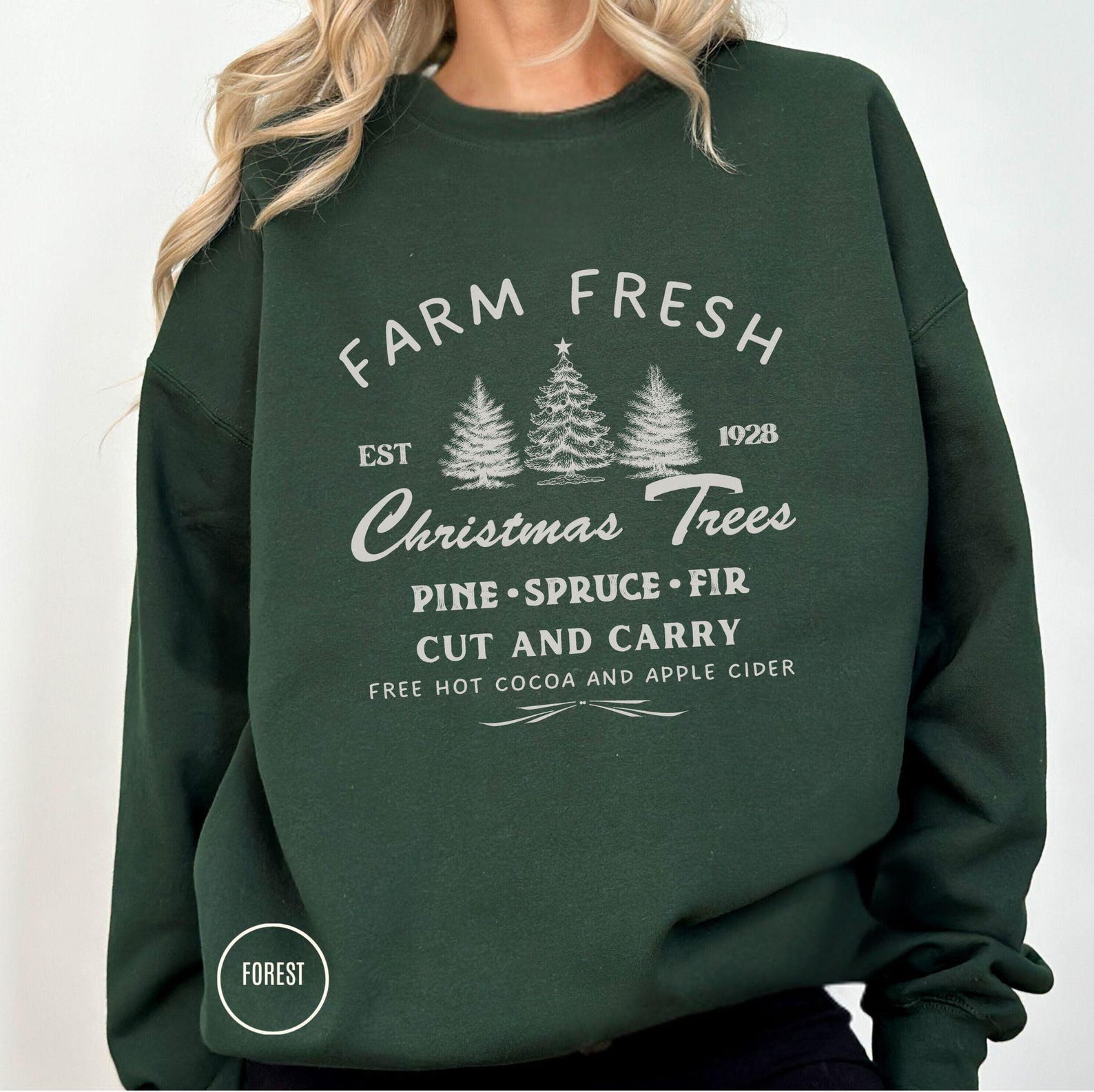 Farm Fresh Christmas Tree Sweater, Womens Christmas Holiday Shirt ...