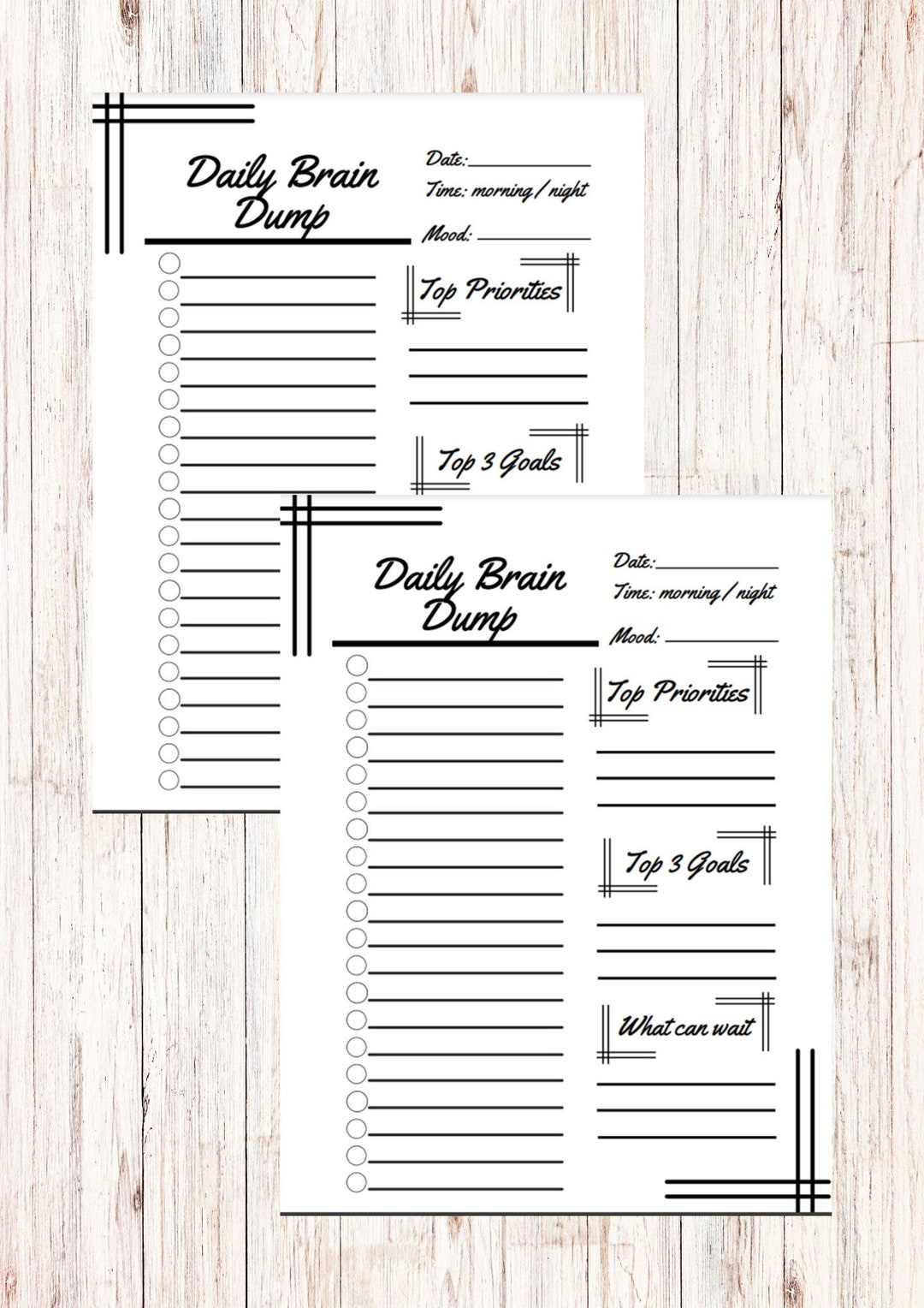 Daily Brain Dump Printable, Daily to Do, Digital File - Etsy