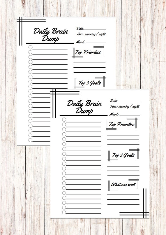 Daily Brain Dump Printable Daily to Do Priority List - Etsy