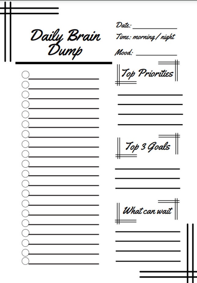 Daily Brain Dump Printable Daily to Do Digital File - Etsy