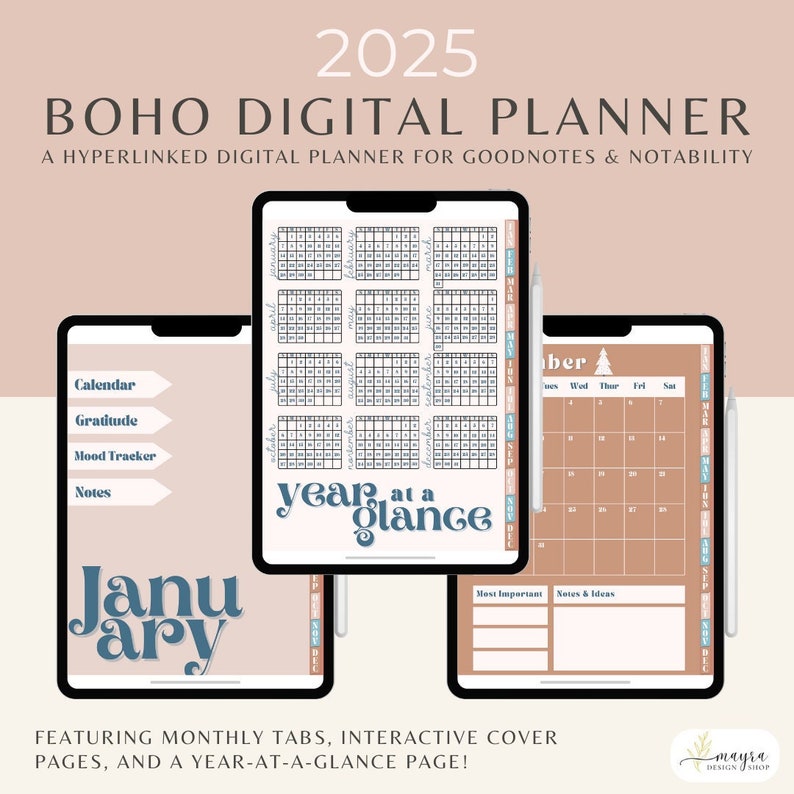 Boho Rainbow Digital Planner | 2025 | Weekly Digital Planner, Dated ...