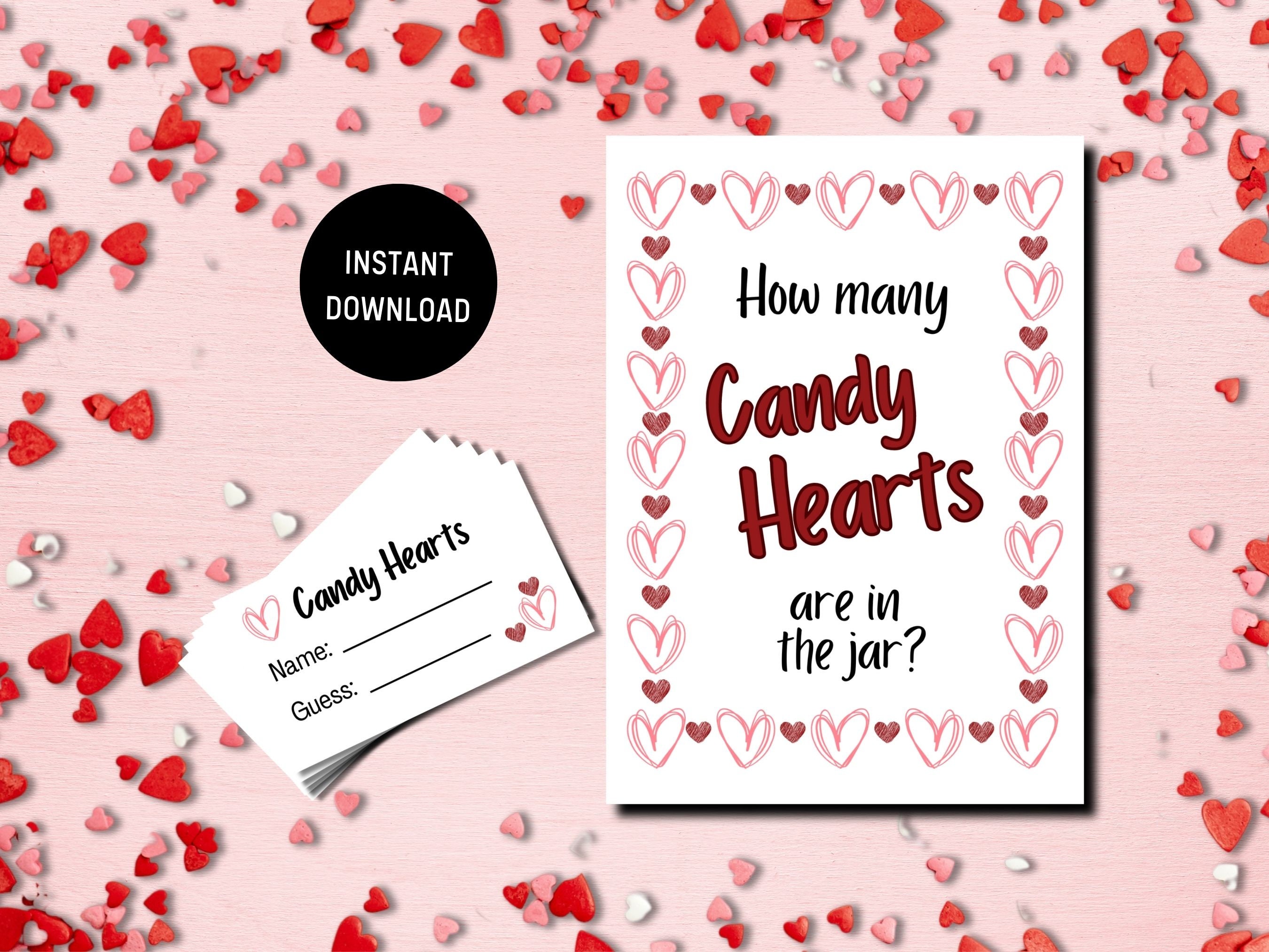 Valentine's Day Candy Hearts Guessing Game, Valentine's Day Game, Candy ...