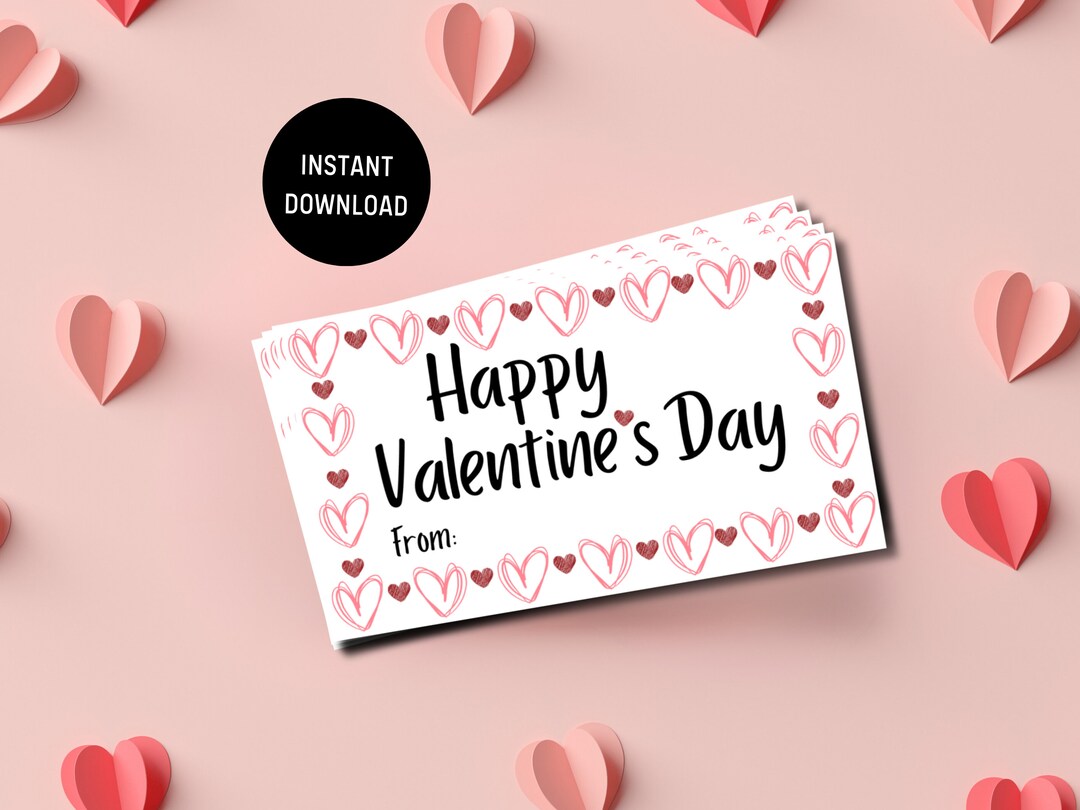 Cute Simple Valentine's Day Cards or Tags, Kids Valentines, Classroom ...