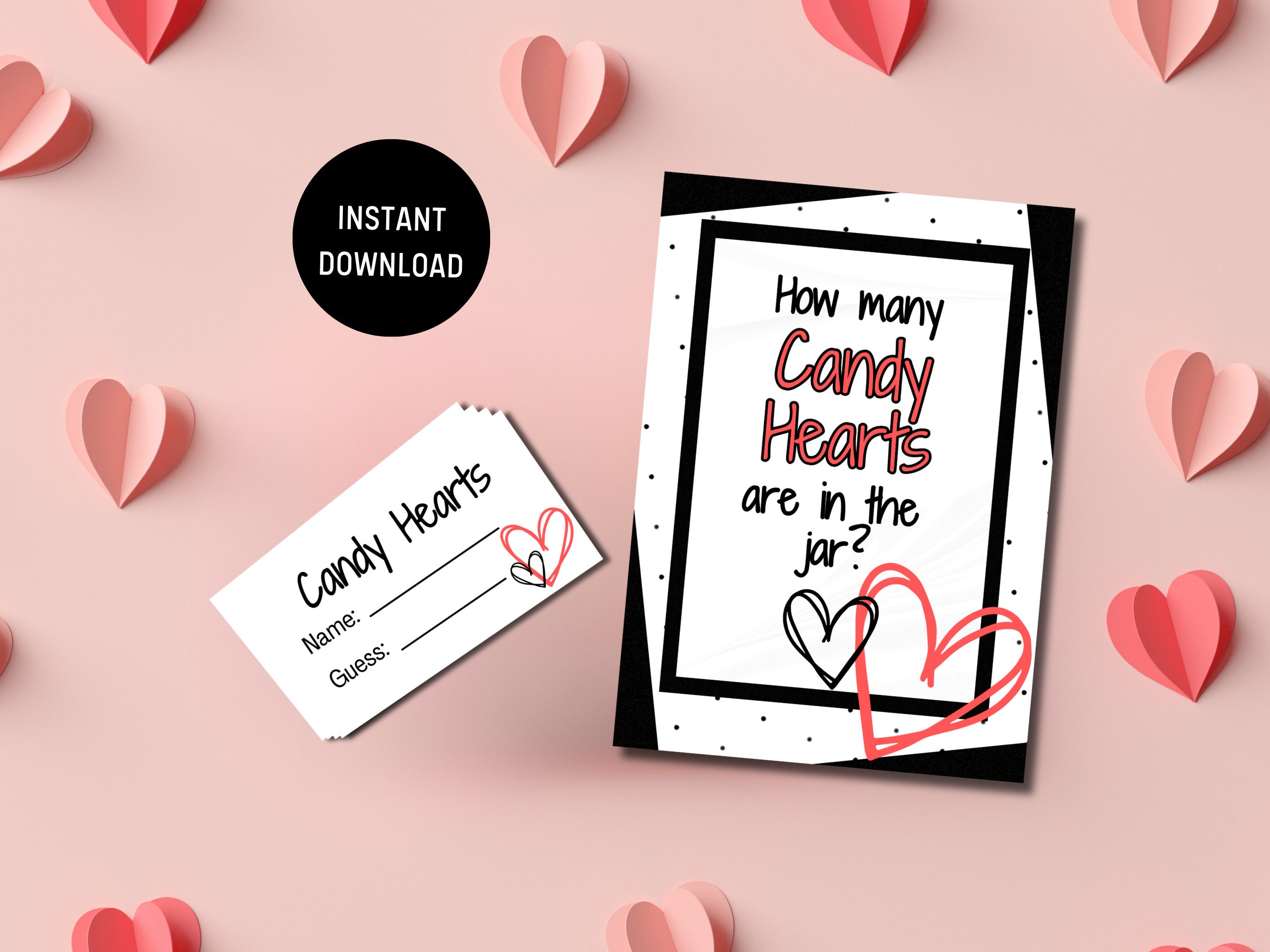 Valentine's Day Candy Hearts Guessing Game, Valentine's Day Game, Candy ...