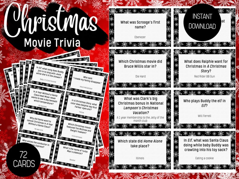 Christmas Movie Trivia, Christmas Party Games, Printable Christmas ...