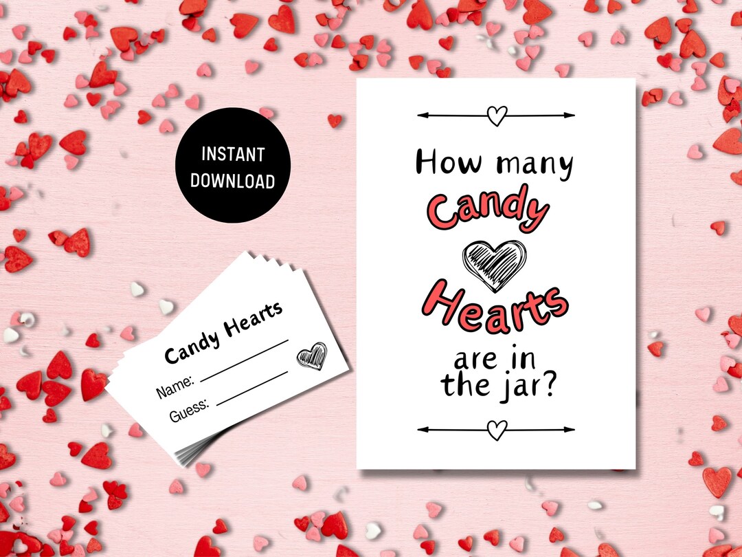 Valentine's Day Candy Hearts Guessing Game, Valentine's Day Game, Candy ...