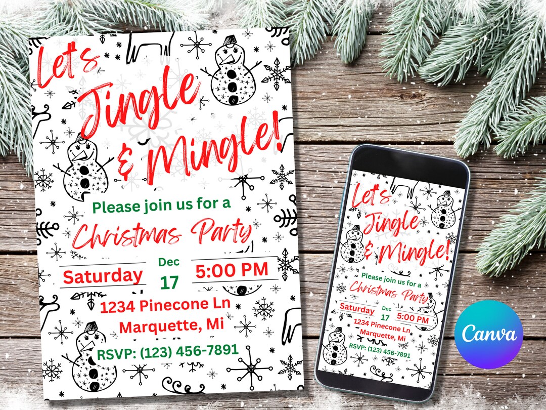 Customizable Christmas Party Invitation, Christmas Party Invitation ...