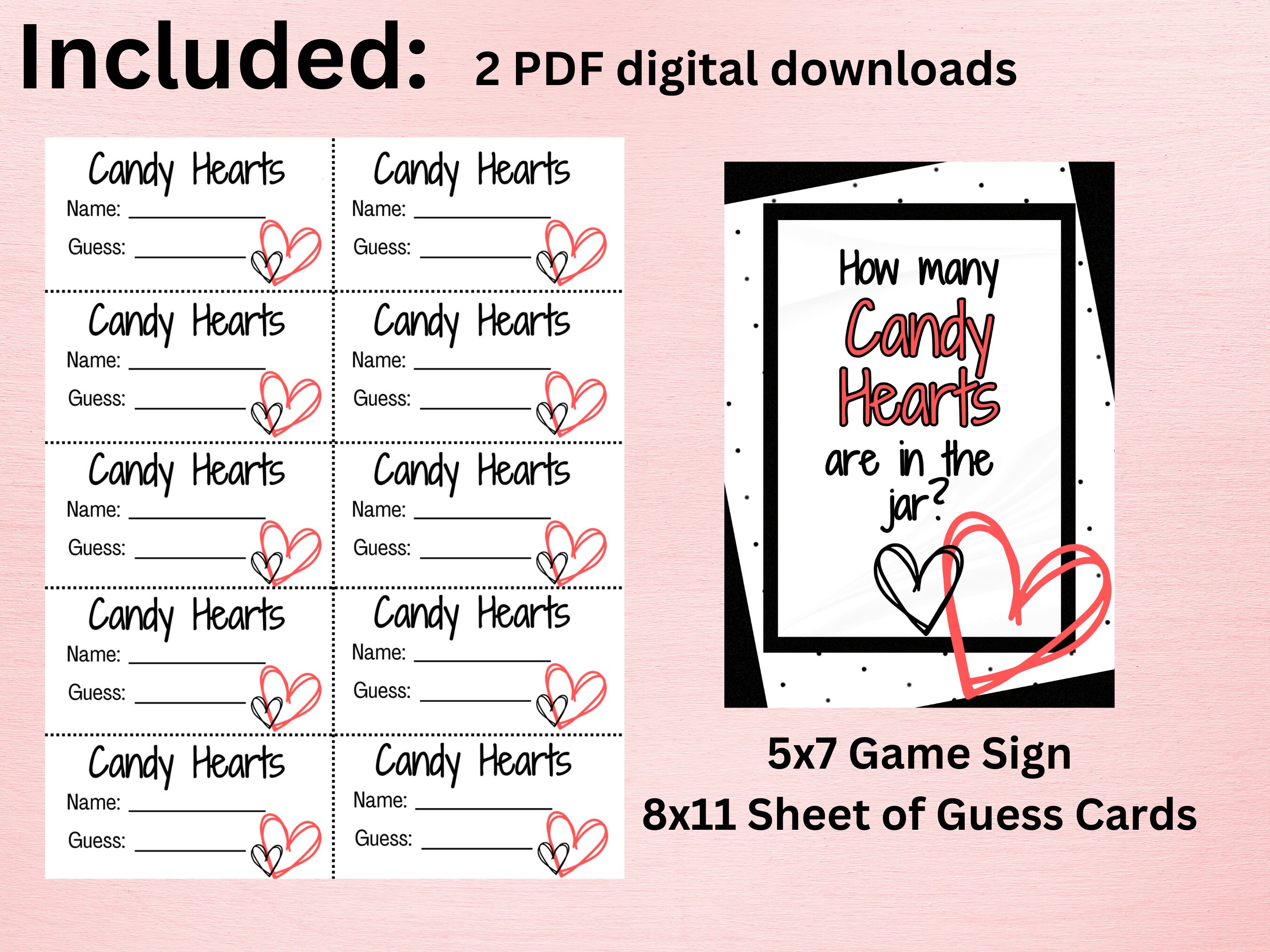 Valentine's Day Candy Hearts Guessing Game, Valentine's Day Game, Candy ...