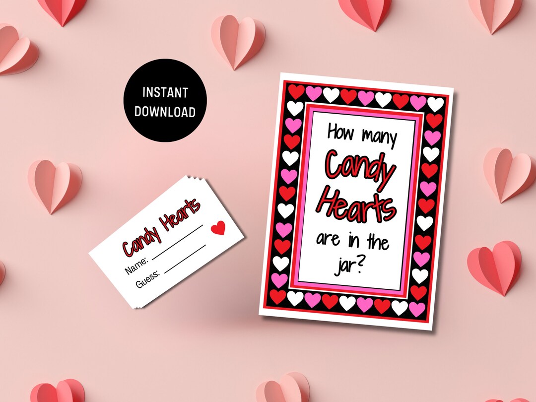 Valentine's Day Candy Hearts Guessing Game, Valentine's Day Game, Candy ...