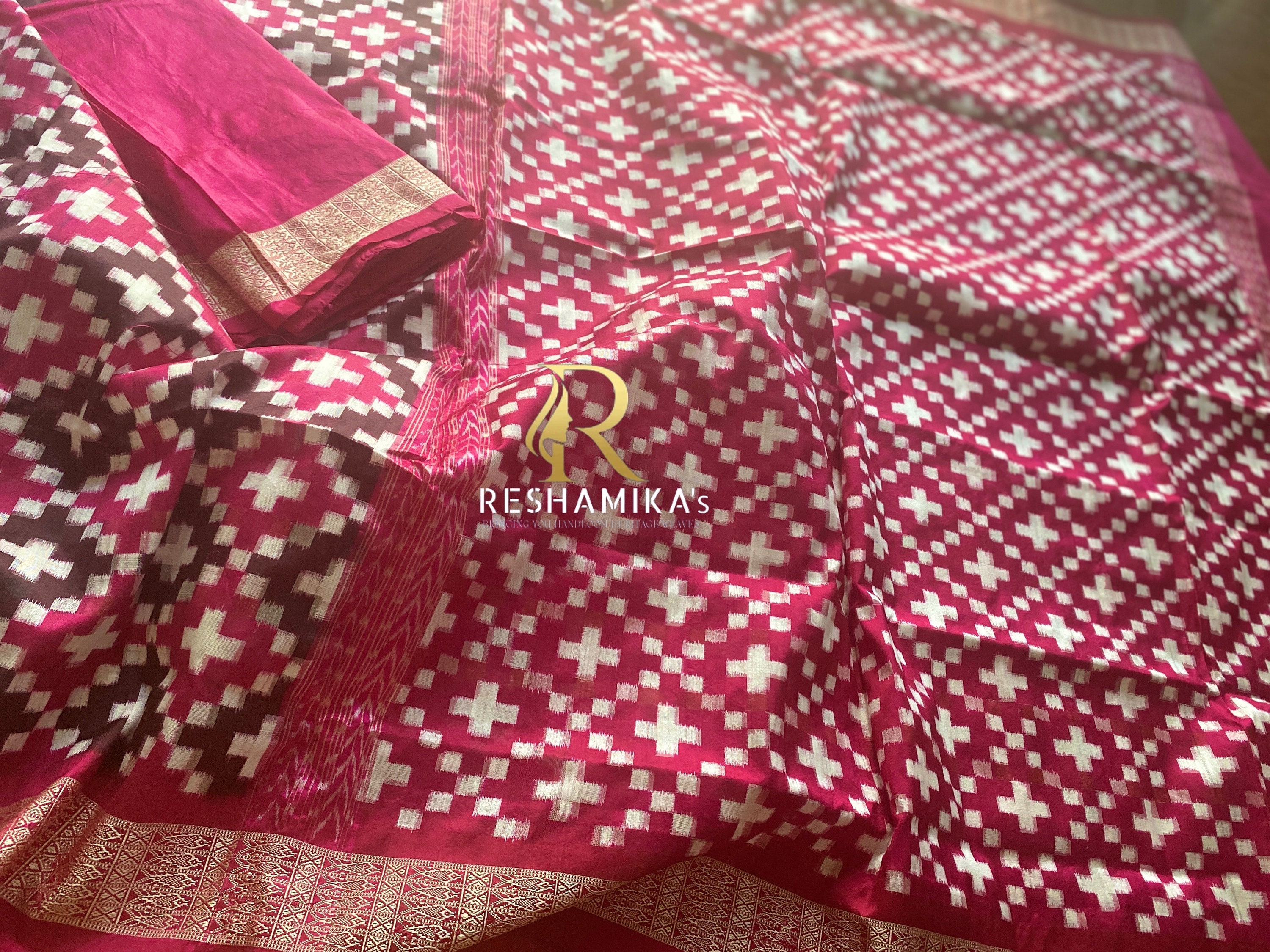 Pink Sambalpuri Pure Ikkat Silk Saree Telia Rumal Patterned - Etsy