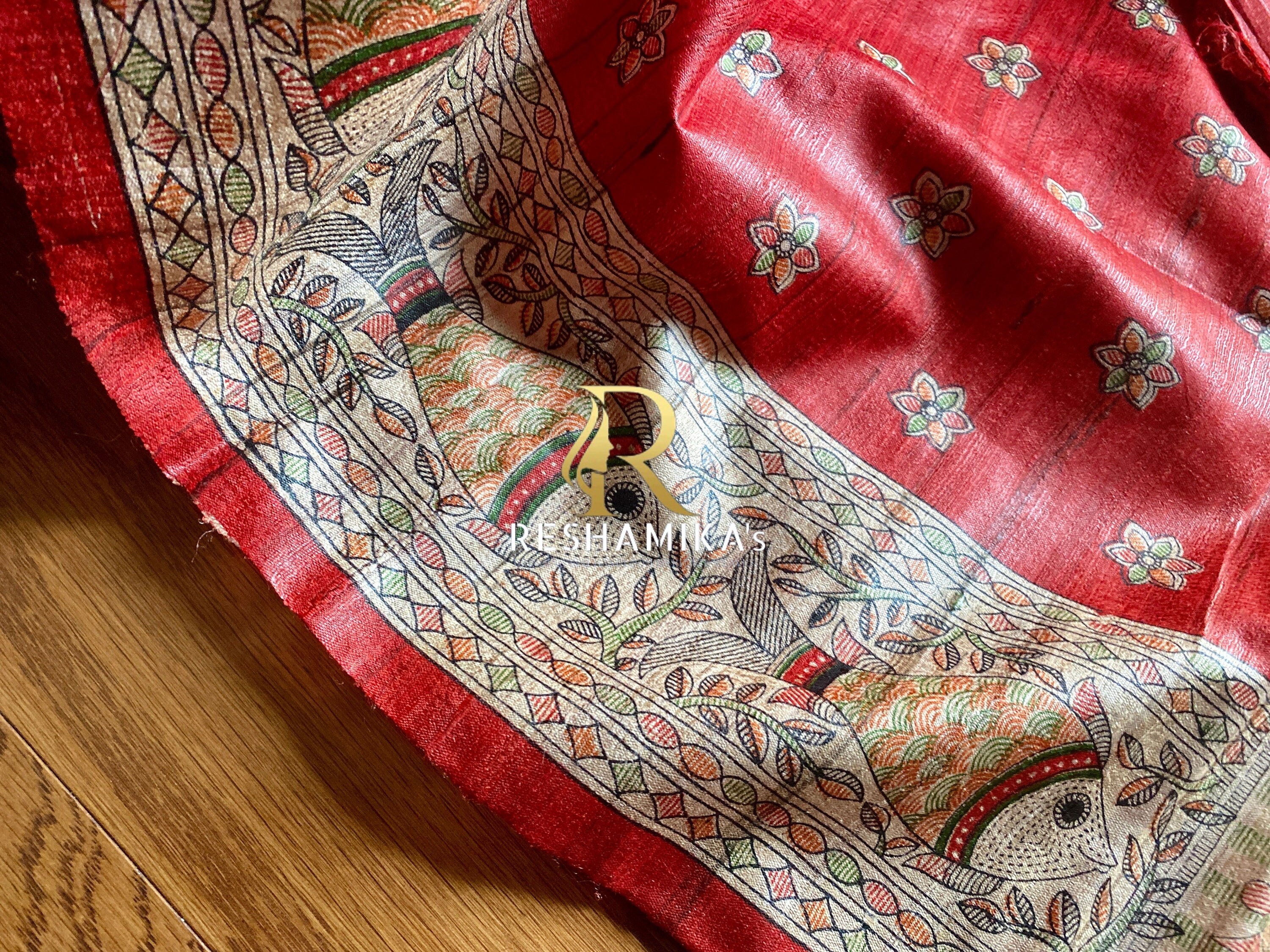 Madhubani Work Pure Tussar Ghicha Silk Saree - Etsy