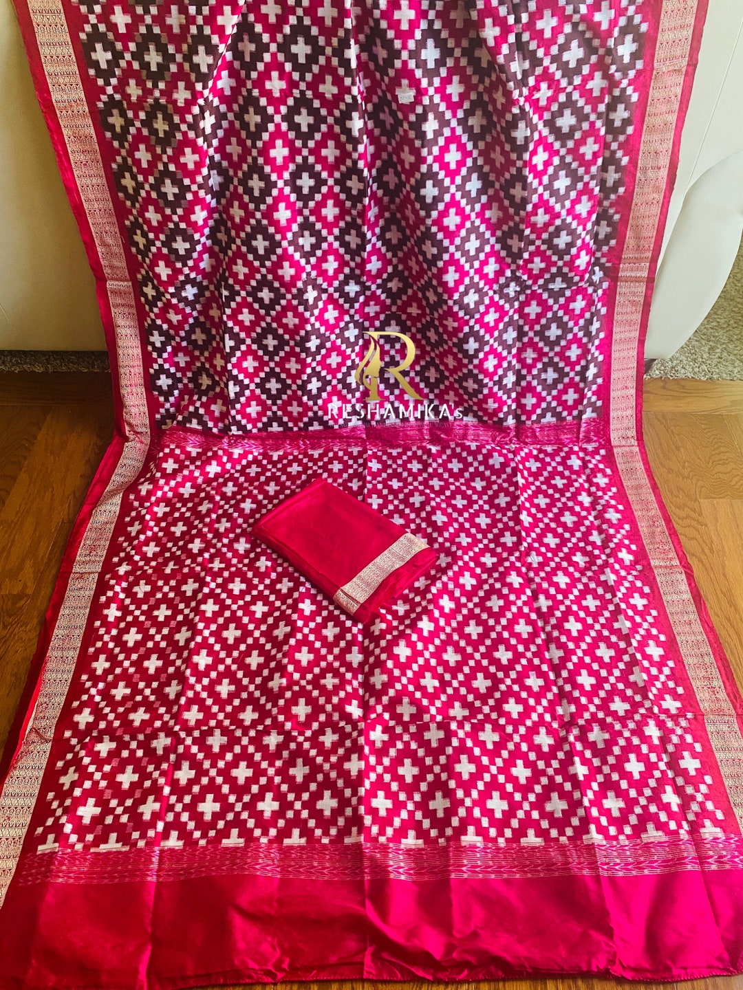 Pink Sambalpuri Pure Ikkat Silk Saree Telia Rumal Patterned - Etsy