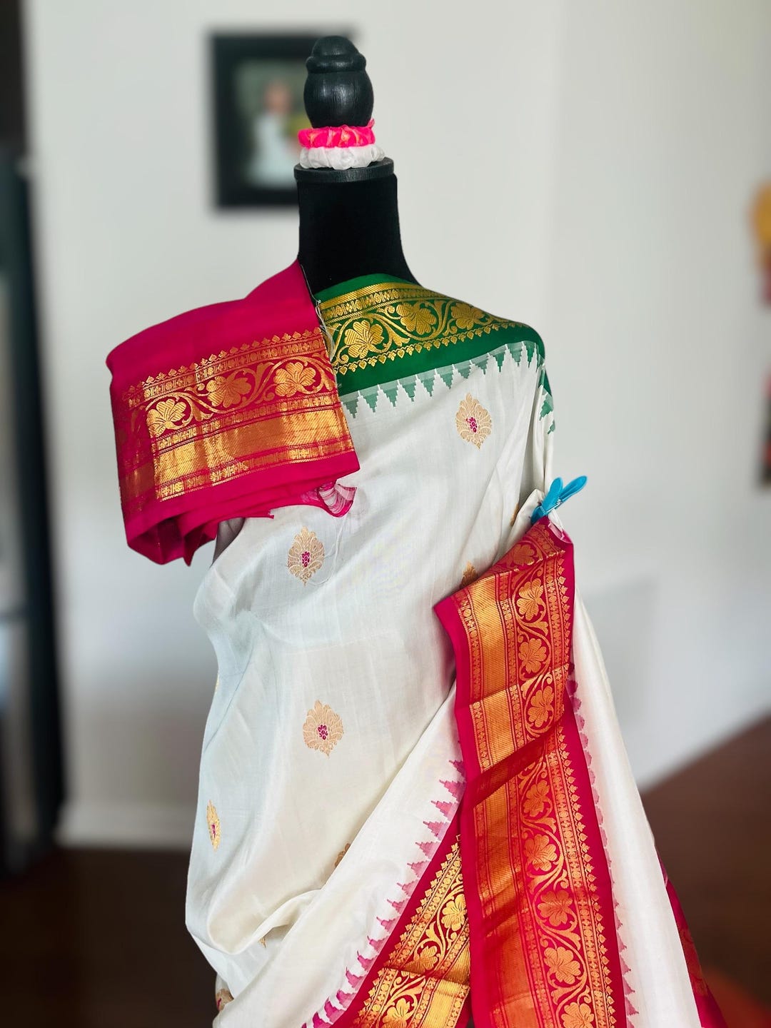 Ganga Jamuna Border Cream Color Gadhwal Pure Silk Saree - Etsy