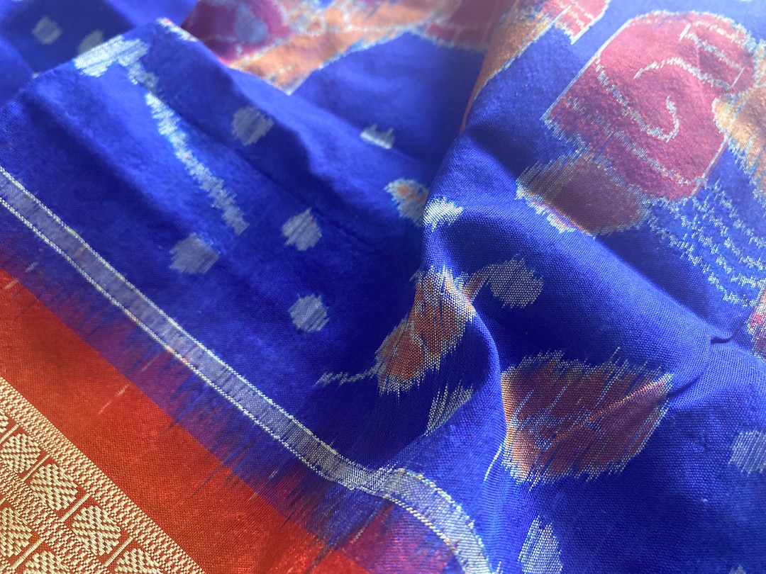 Royal Blue Mahul Betta Depicted Pure Samabalpuri Ikkat Silk - Etsy