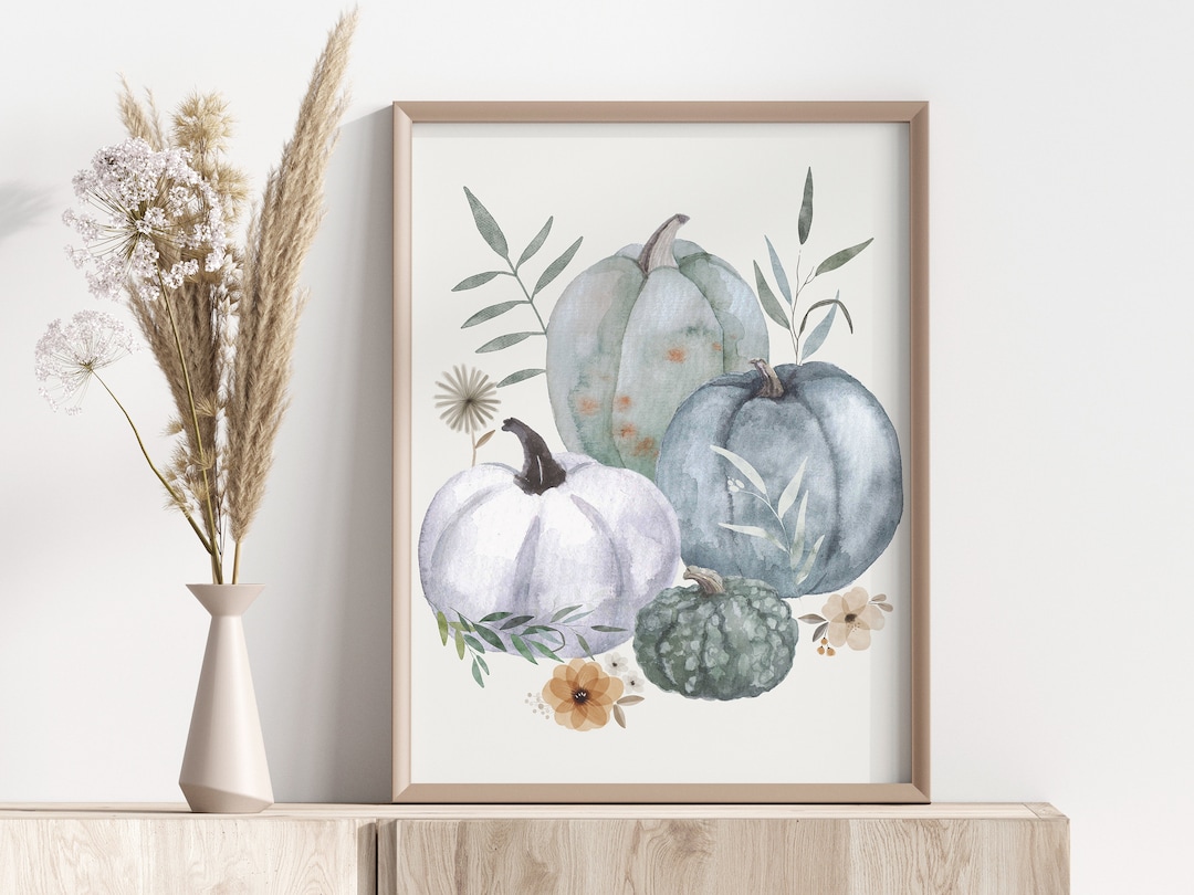 Blue Pumpkin Art Print Blue Pumpkin Wall Art Inspirational Fall Art ...