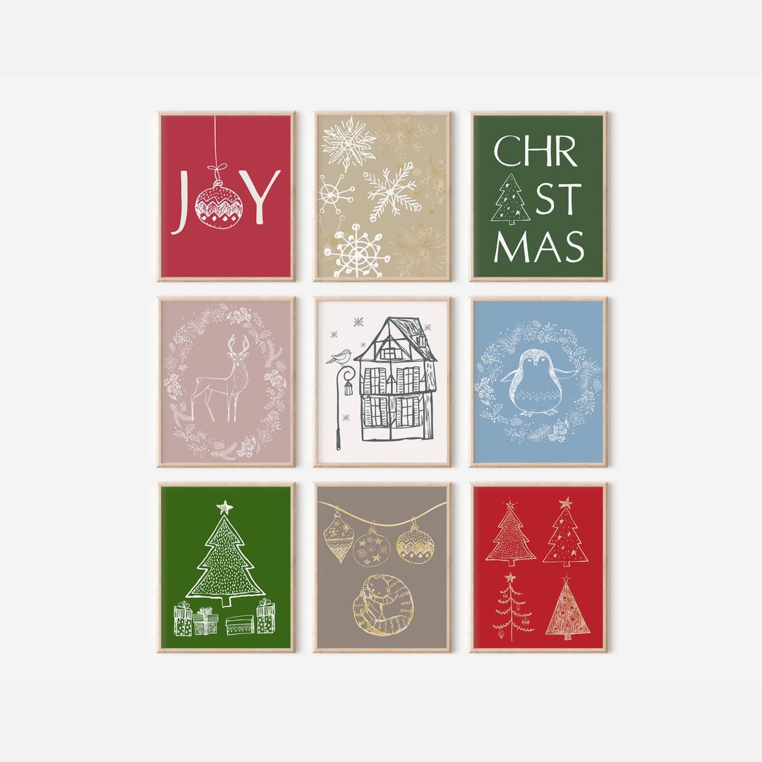 Christmas Gallery Wall Art Christmas Art Print Holiday Decor Christmas ...