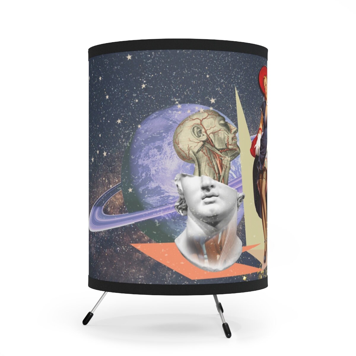 Retro Classic Decor, Lamp Pinups in Space, Collage, Funky, Unique, Fun ...