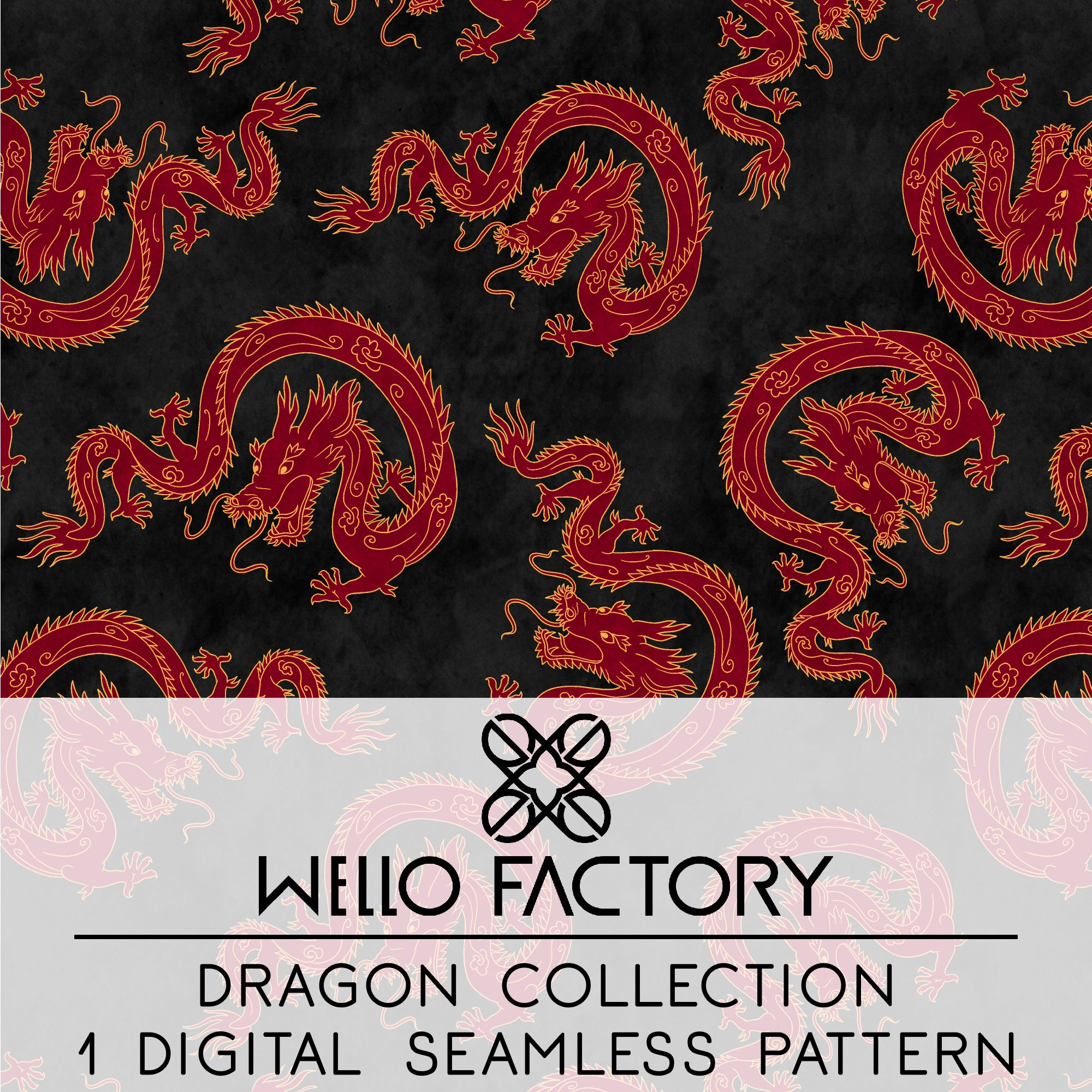 Chinese Dragon Seamless Pattern, Dragon Seamless Pattern, Black ...