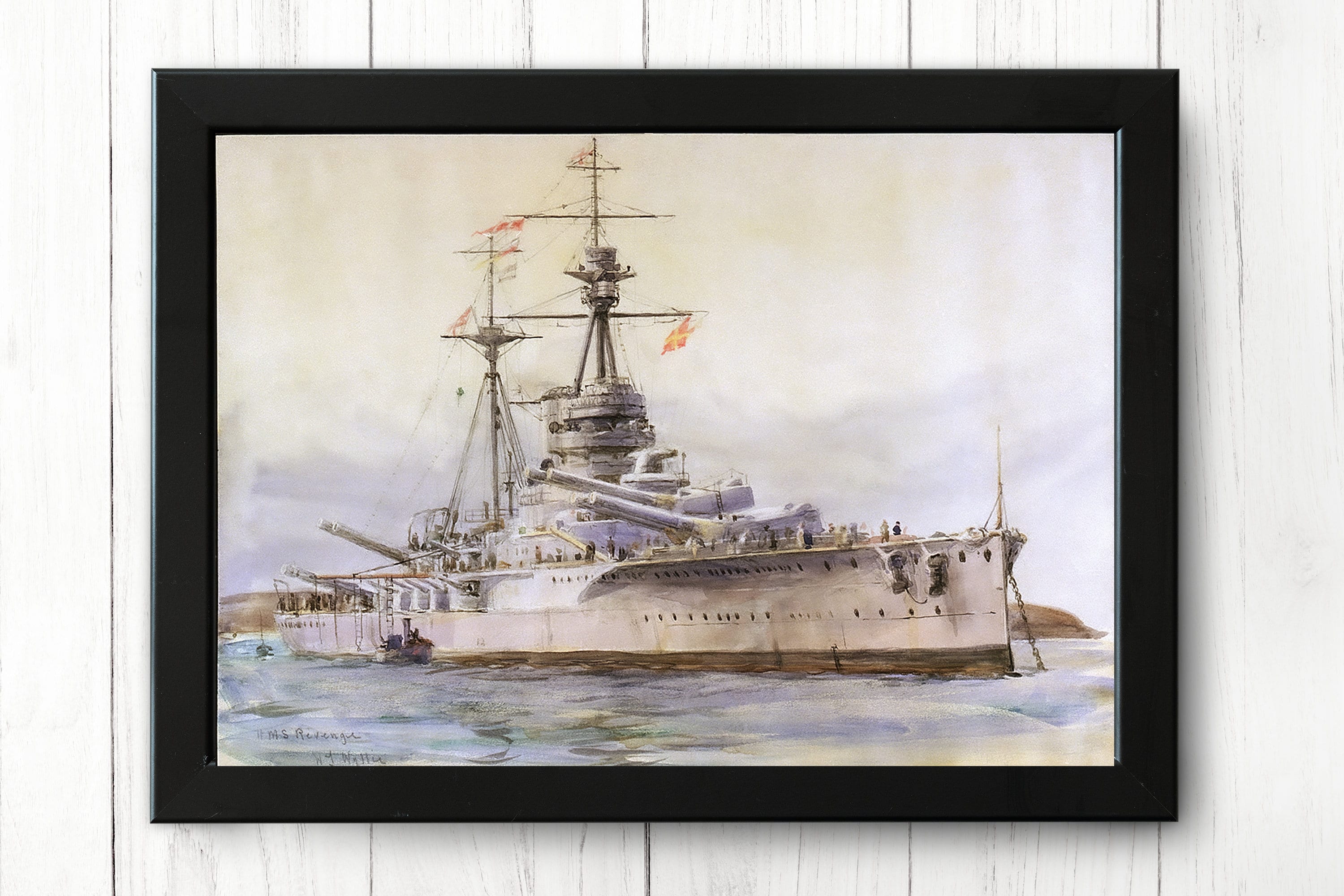 Study of HMS Revenge, Battleship 1825, Vintage Ship Print, A4 Single ...