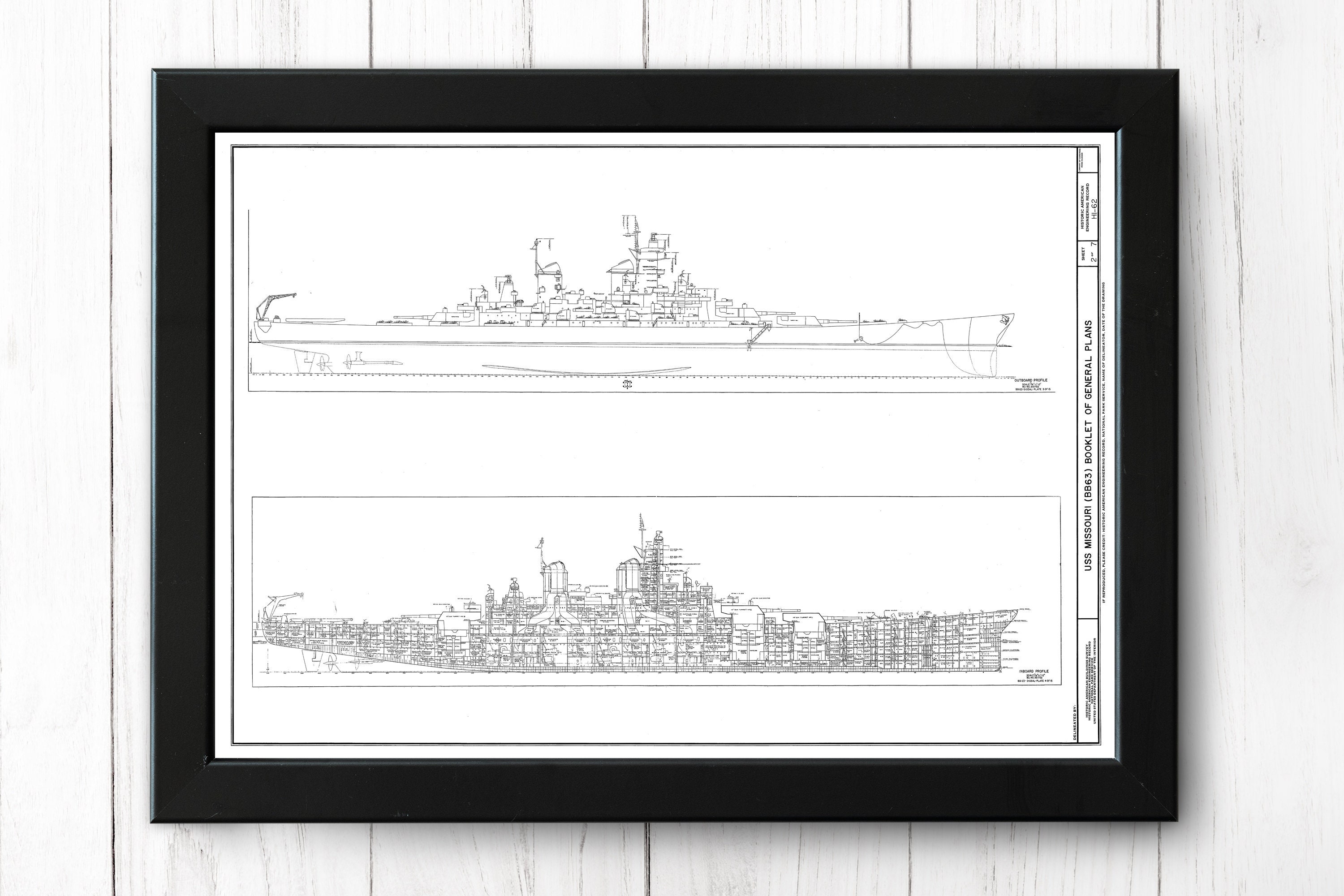 Outboard Profile, Inboard Profile - USS MISSOURI, Batttleship Row ...