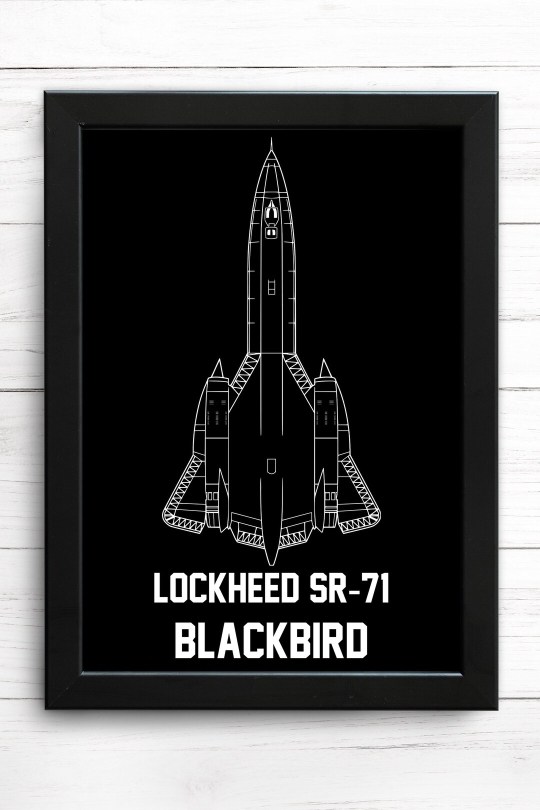Lockheed SR-71 Blackbird Diagram/drawing Lines, Vintage Aircraft Print ...