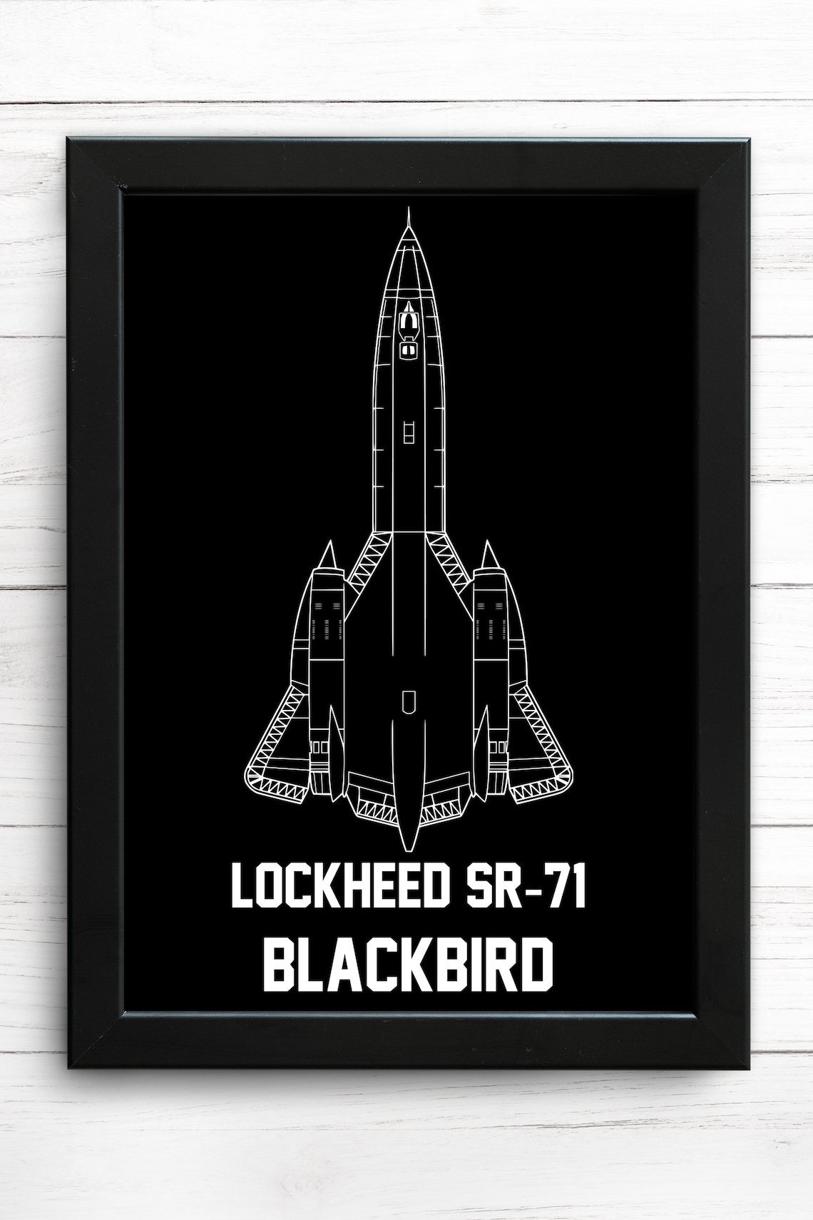Lockheed SR-71 Blackbird Diagram/drawing Lines, Vintage Aircraft Print ...