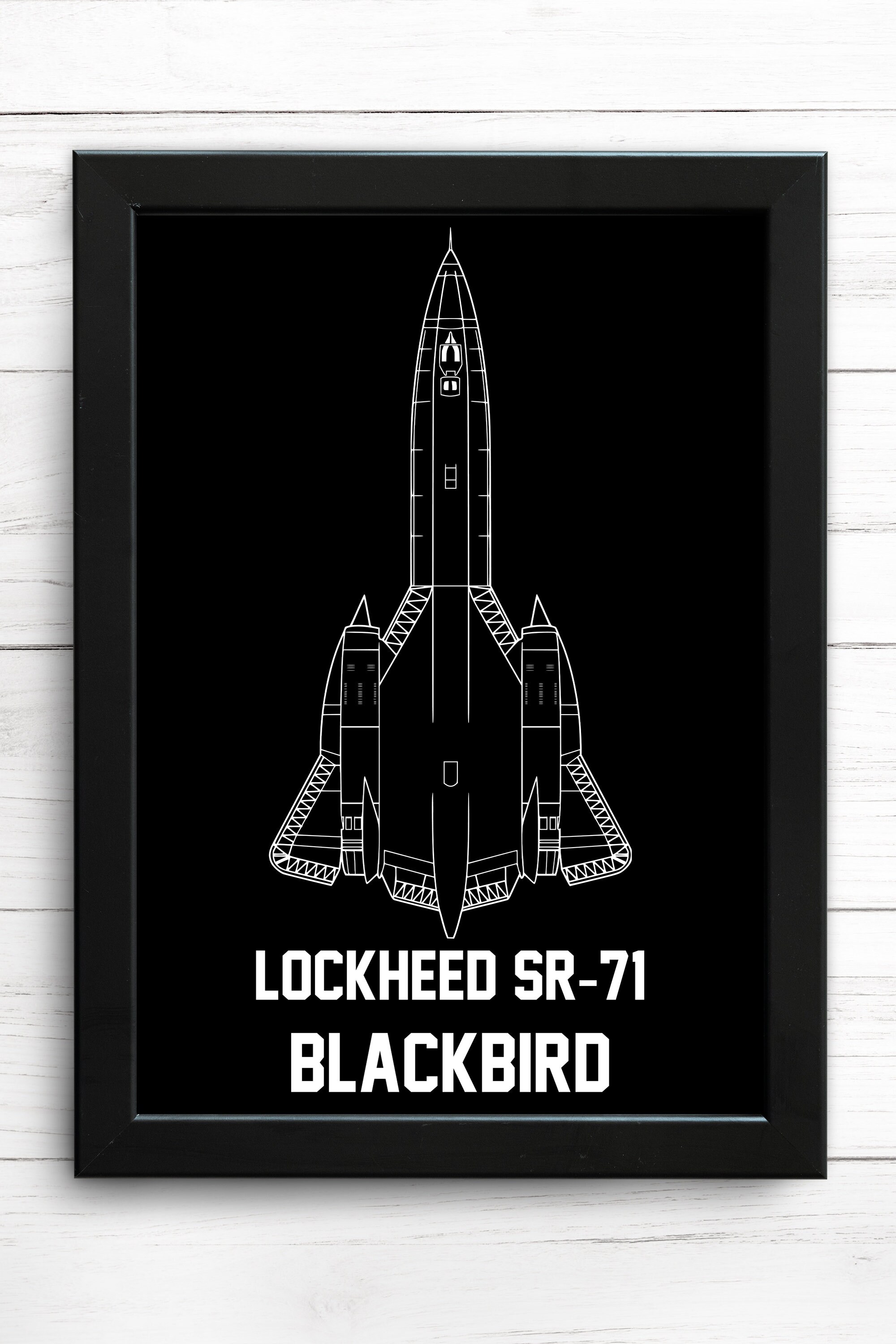 Lockheed SR-71 Blackbird Diagram/drawing Lines, Vintage Aircraft Print ...