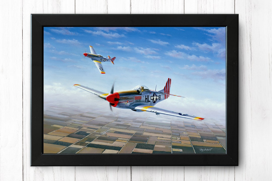 P51 Mustang Fighters in Flight, Vintage Aircraft Print, A4 - Poster - Single Print AP14 ...