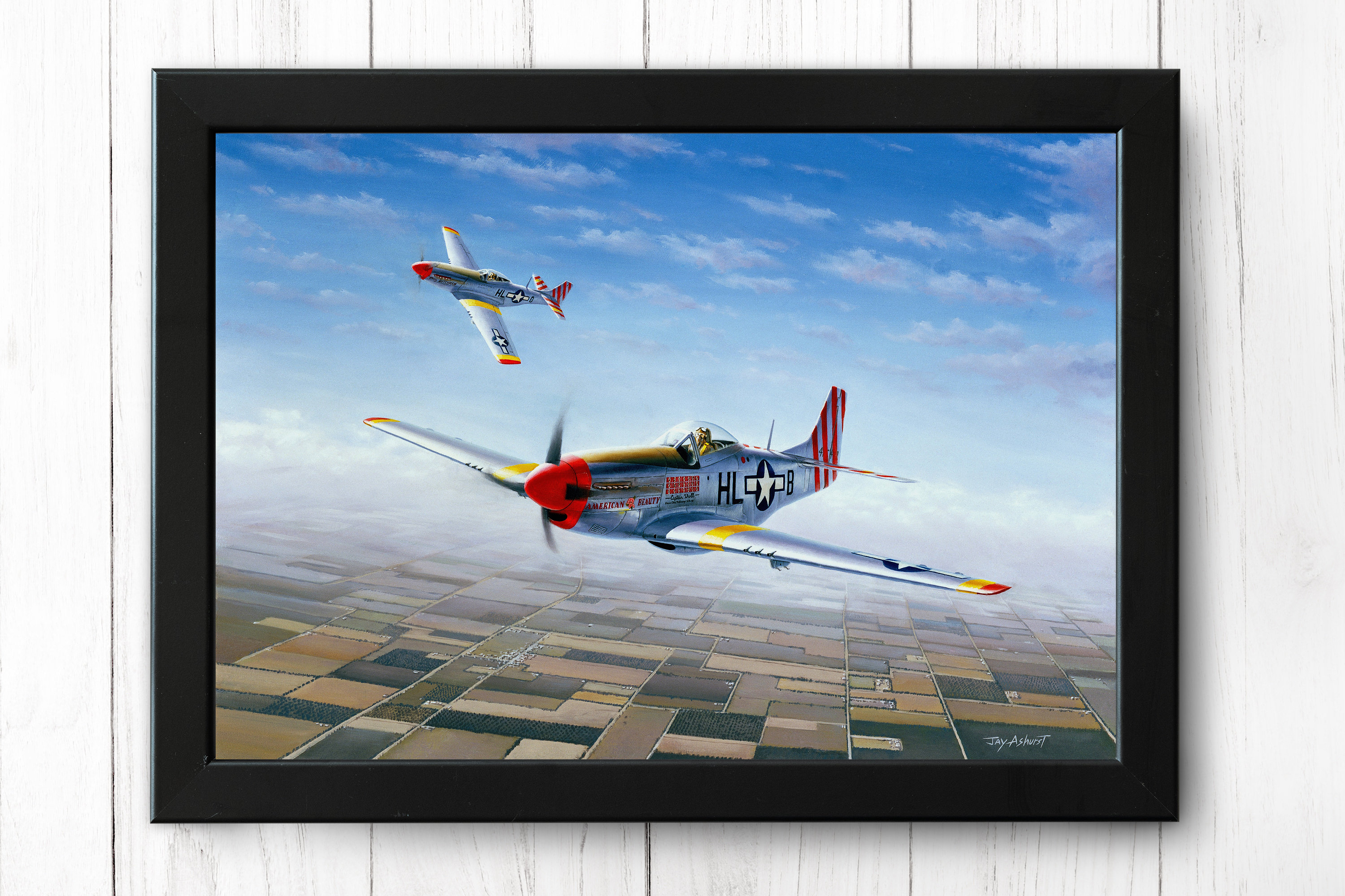 P51 Mustang Fighters in Flight, Vintage Aircraft Print, A4 - Poster ...