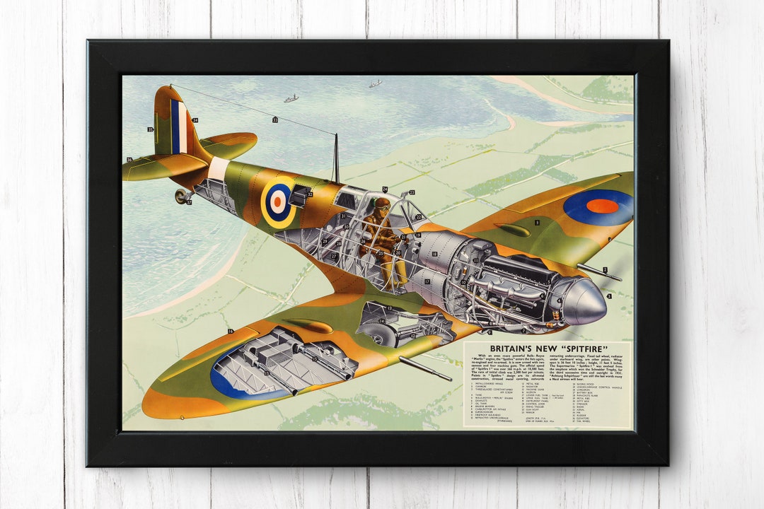 Spitfire Fighter Aircraft, Vintage Aircraft Print, A4 - Single Print ...