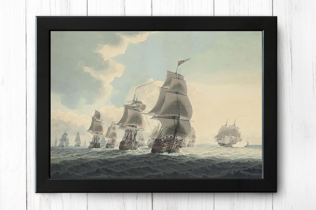Squadron of Royal Navy Ships, Vintage Ship Print, A4 - Single Print ...