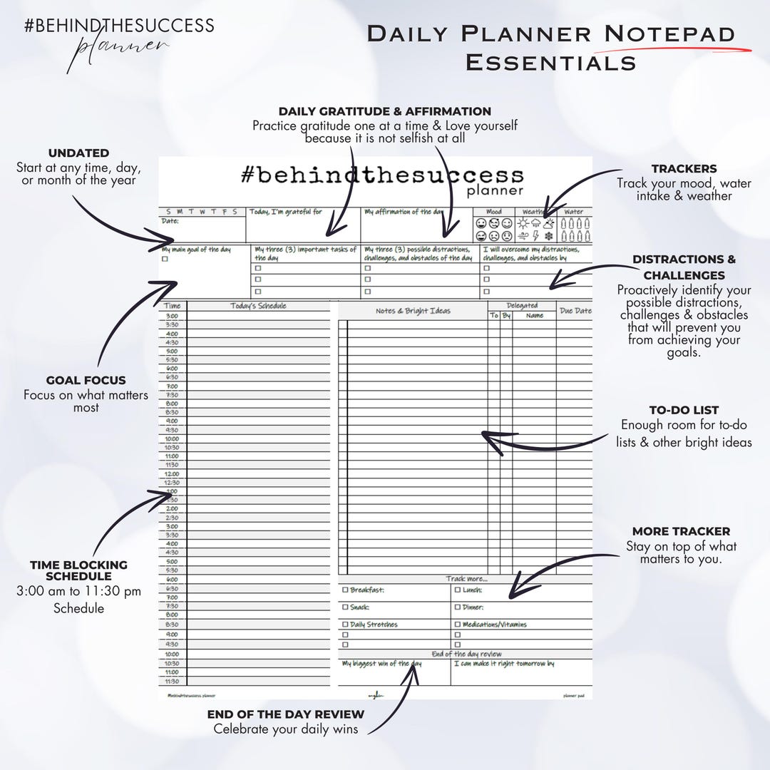 Gray ADHD Daily Planner Notepad: Undated To-do List - Etsy