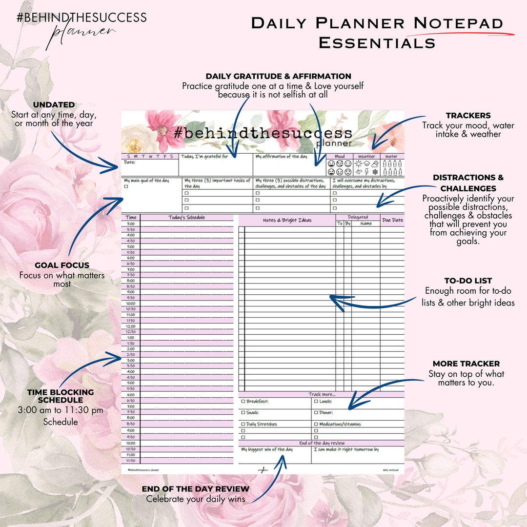 Pink ADHD Daily Planner Notepad: Undated To-do List - Etsy