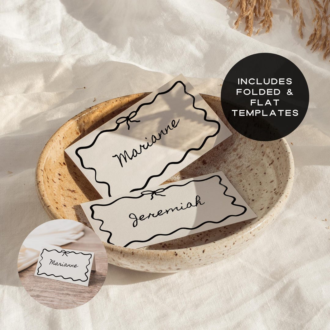 Whimsical Place Card Template, Flat and Foldable Table Name Card ...