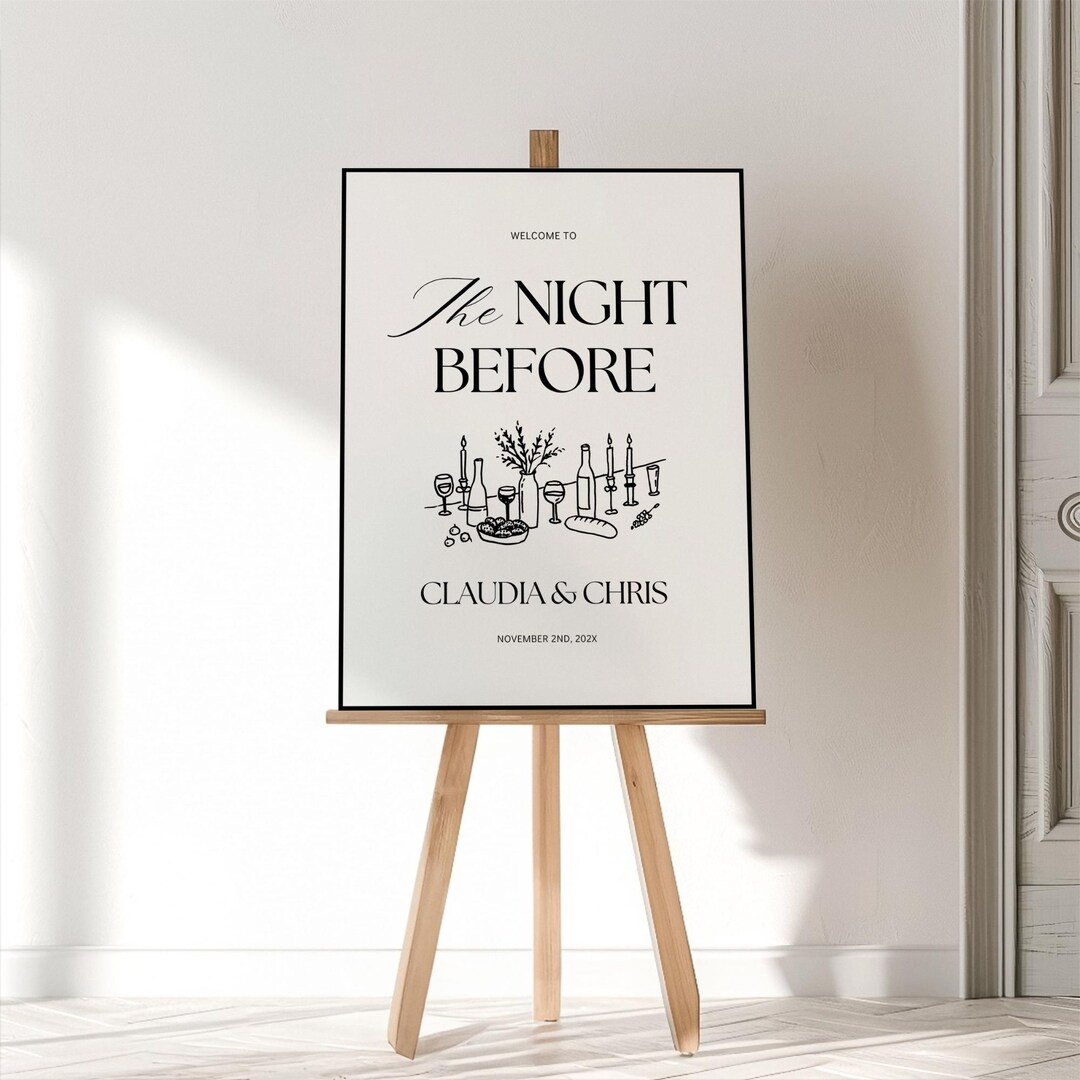 Hand Drawn Rehearsal Dinner Welcome Sign Template, Old Money the Night ...
