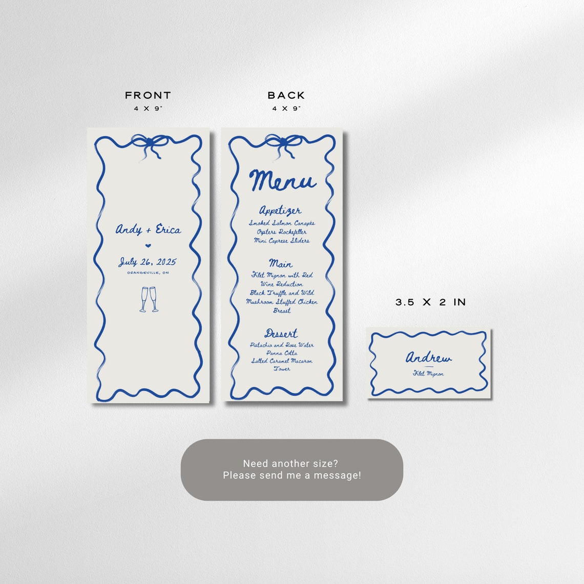 Rehearsal Dinner Menu, Blank Place Cards, Wedding Place Cards With Meal ...