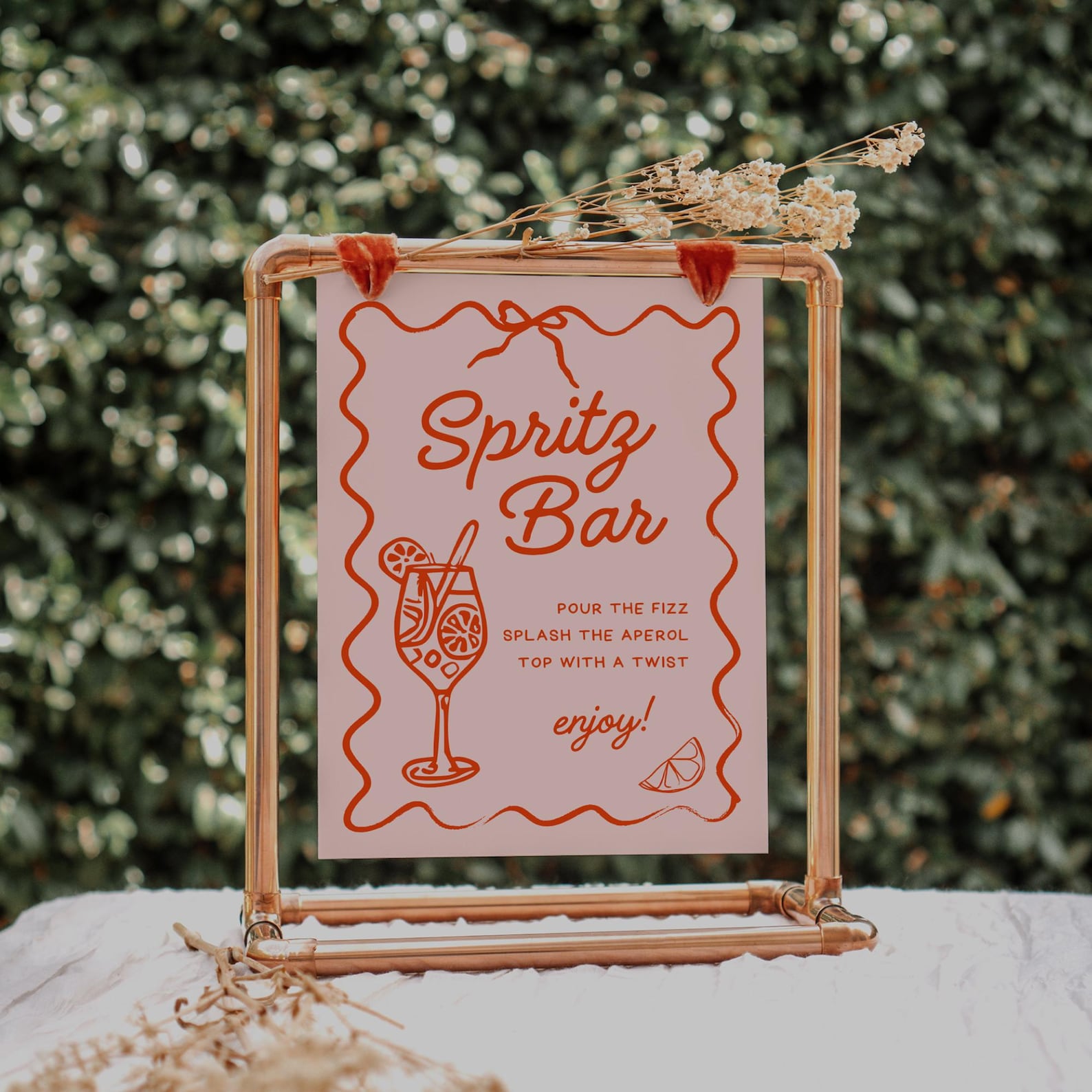 Aperol Spritz Bar Sign Template, Wavy Aperol Spritz Sign, Hand Drawn ...