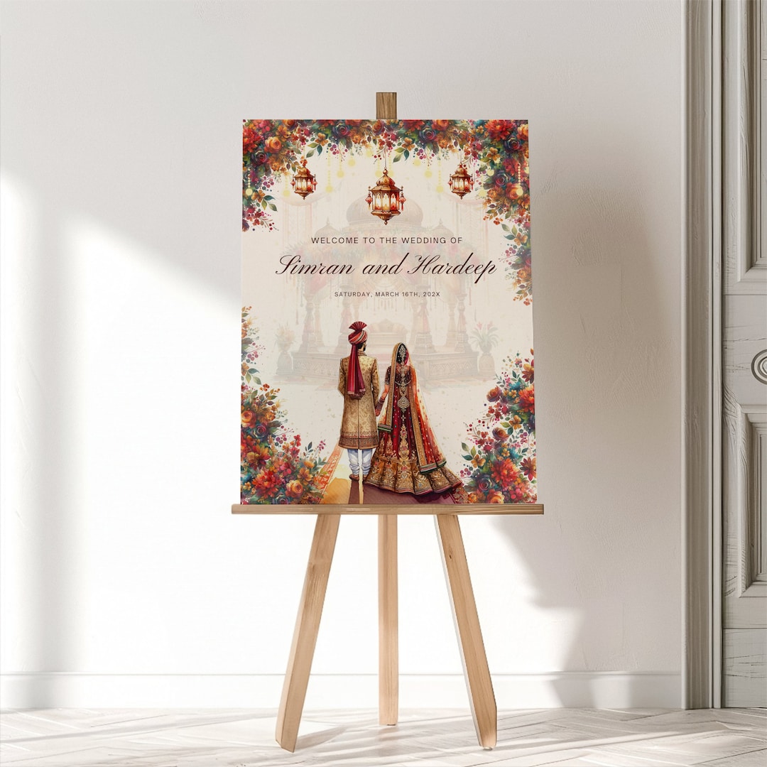 Indian Wedding Welcome Sign Template, Indian Wedding Sign, Indian ...