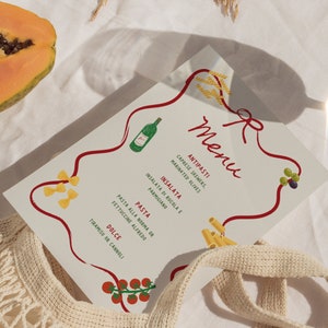Italian Pasta Engagement Party Menu, Menu Template, Wedding Menu ...
