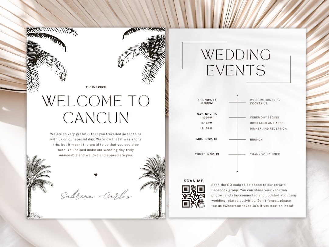 Destination Wedding Welcome Letter & Itinerary Template (digital ...