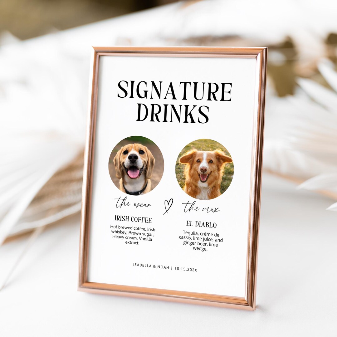 Dog Bar Sign Template, Editable Wedding Bar Sign Dog, Wedding Drink ...