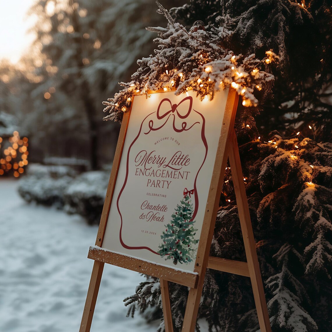 Whimsical Christmas Engagement Party Sign, Holiday Engagement Sign ...
