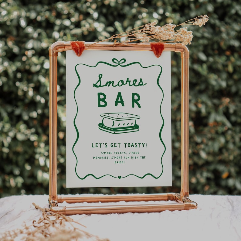 Camp Bachelorette Smores Bar Sign Template, Editable Camp Bachelorette ...