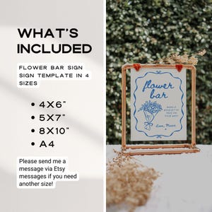 Floral Flower Bar Sign, Hand Drawn Bouquet, Canva Template (digital ...