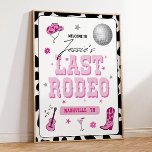 Pink Last Rodeo Bachelorette Party Welcome Sign, Bachelorette Decor ...