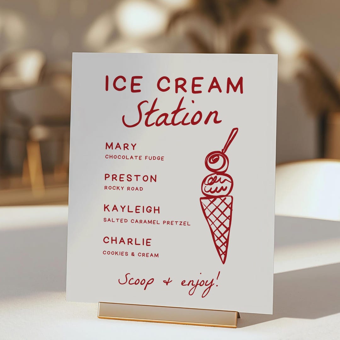 Ice Cream Station Sign Template, Editable That's Amore Wedding Table ...