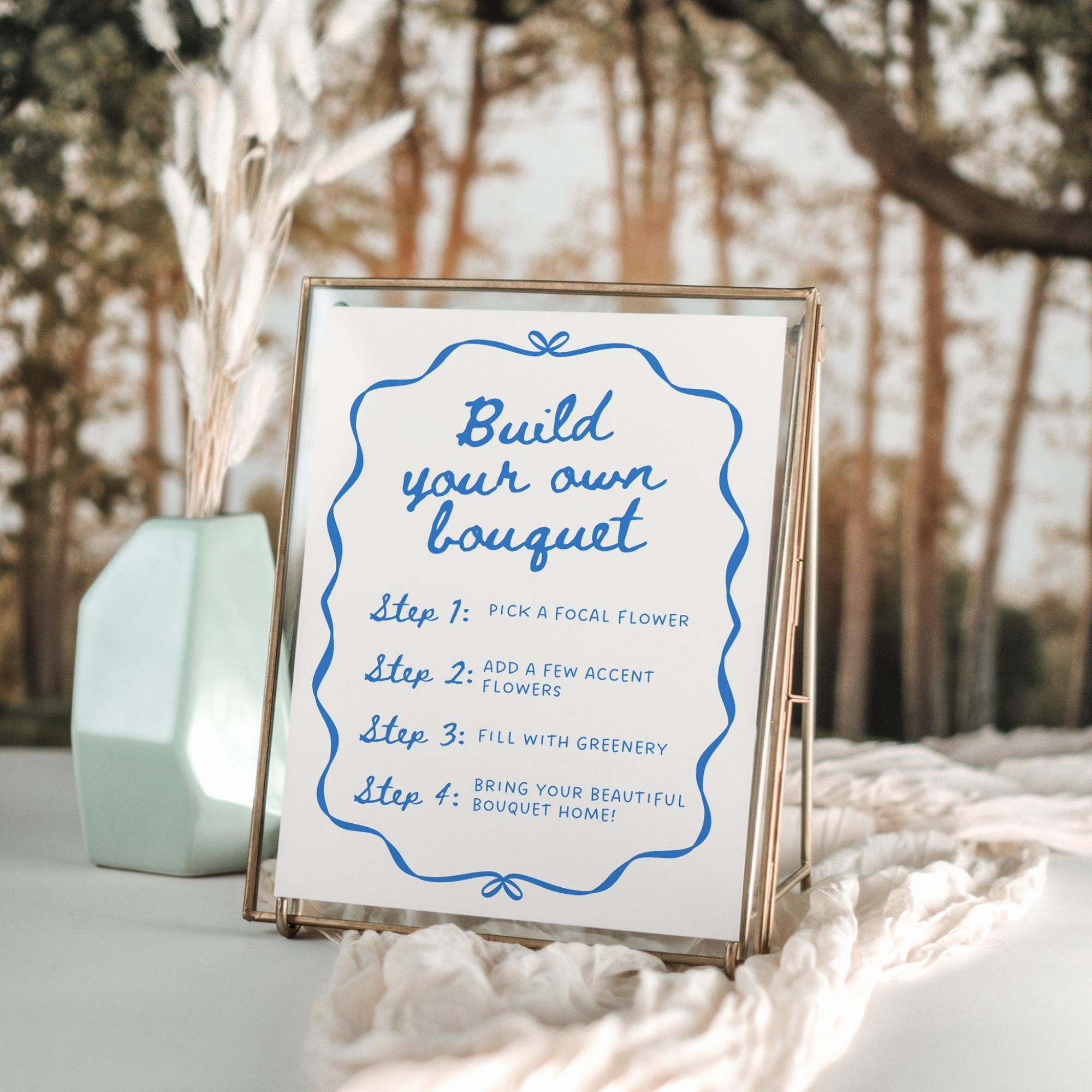 Flower Bar Sign, Hand Drawn Build Your Own Bouquet Canva Template ...